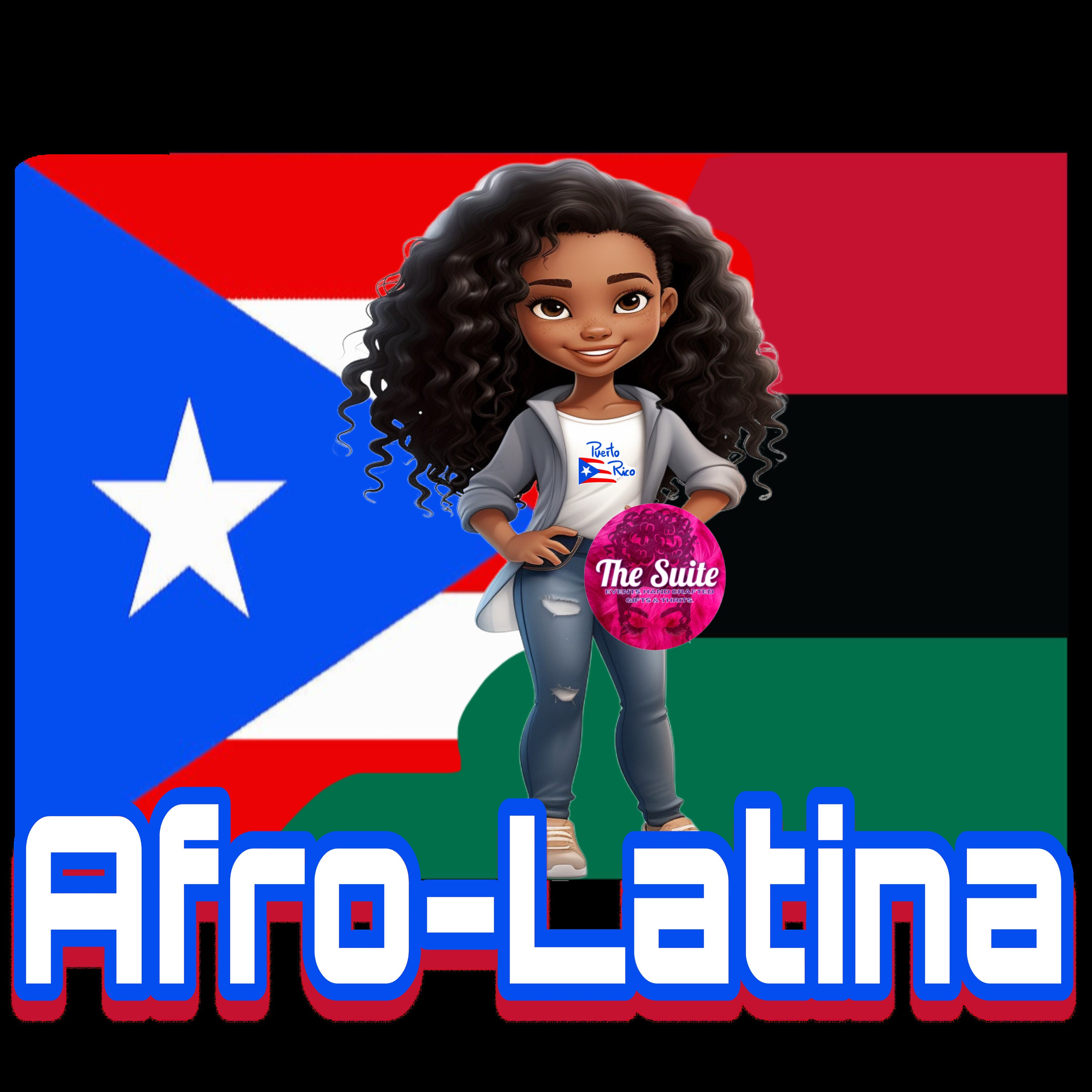 Afro - Latina Puerto Rican Flag Girl Pride! - Etsy
