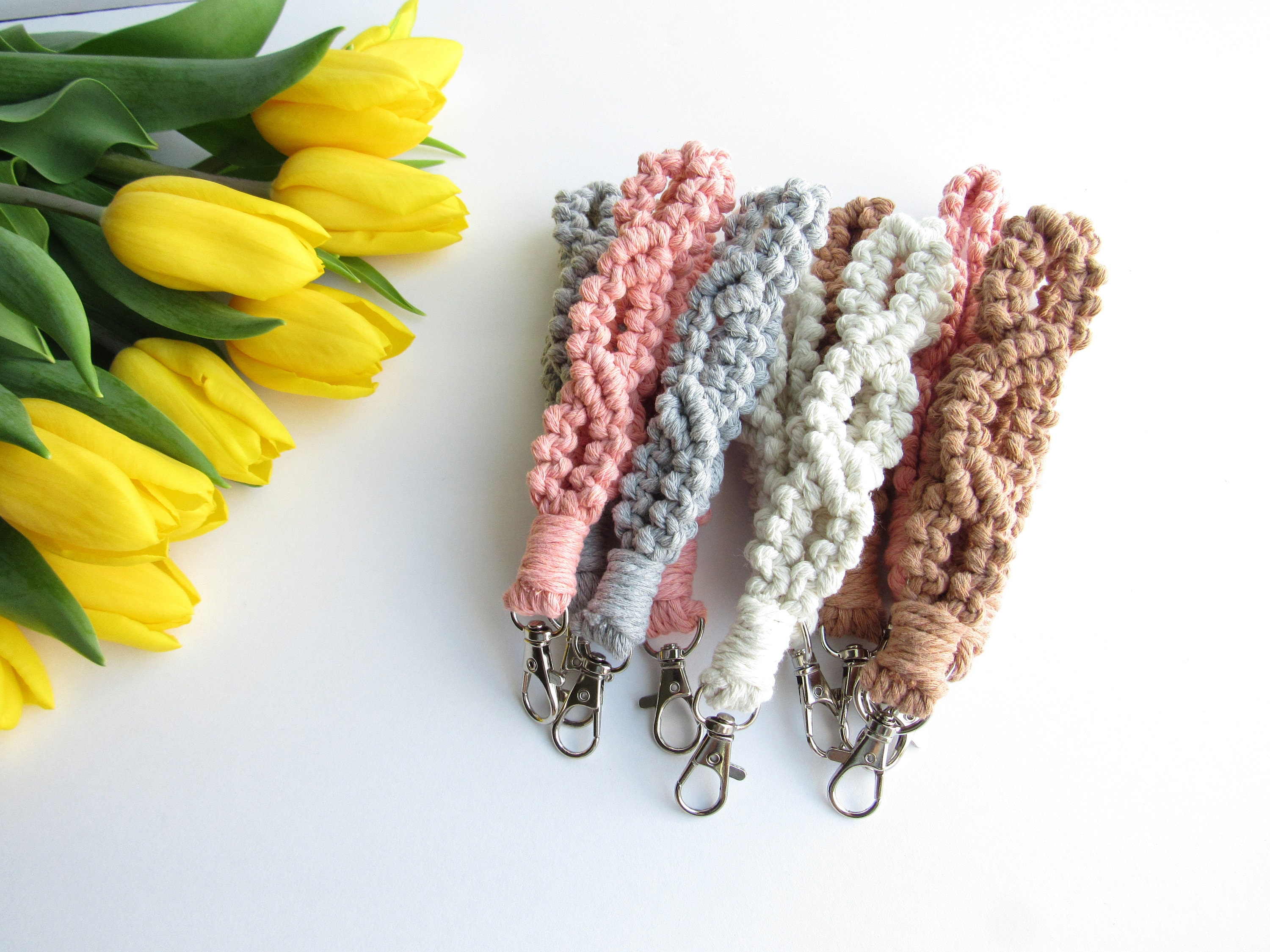 Macrame Chain Wristlet Macrame Keychain - Etsy