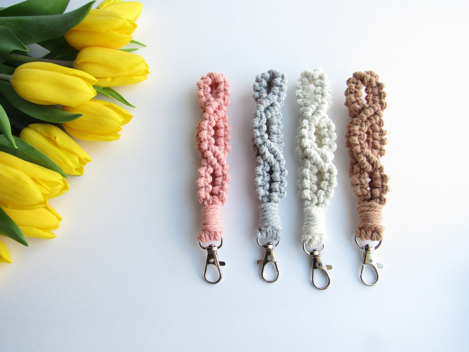 Macrame Chain Wristlet Macrame Keychain - Etsy