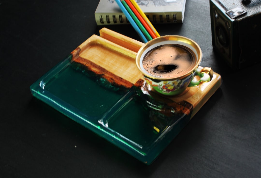 Hand-crafted Desk Organizer Resin&olive Wood Desk Organizer - Etsy