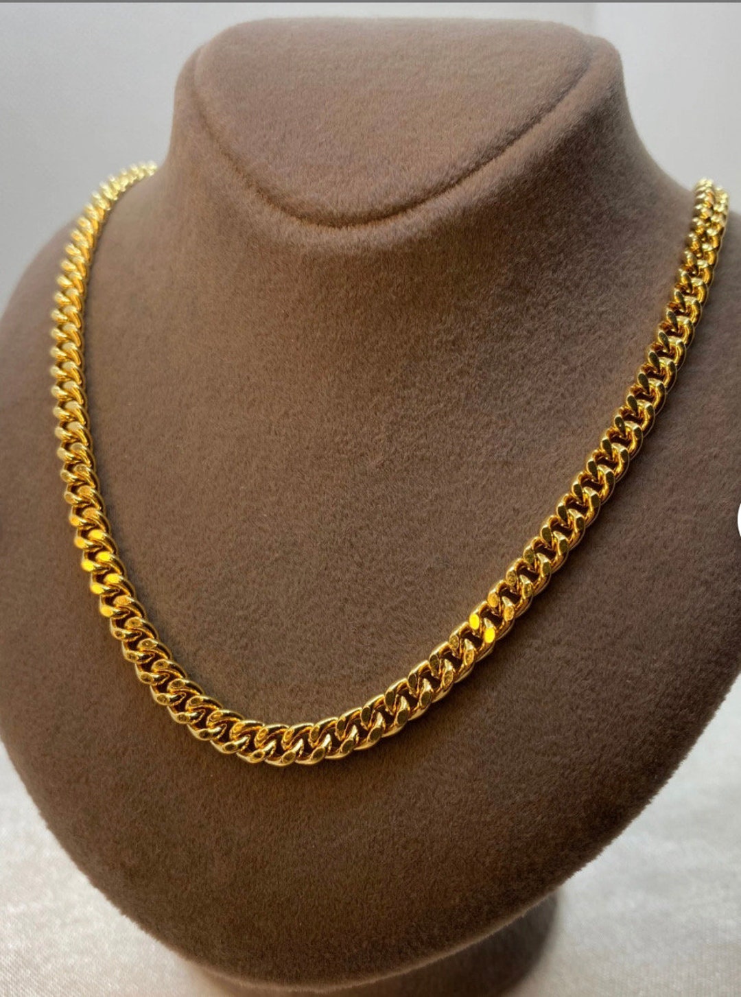 18K Gold Cuban Link Chain Necklace for Men Gold Chain Women, Cadena De ...