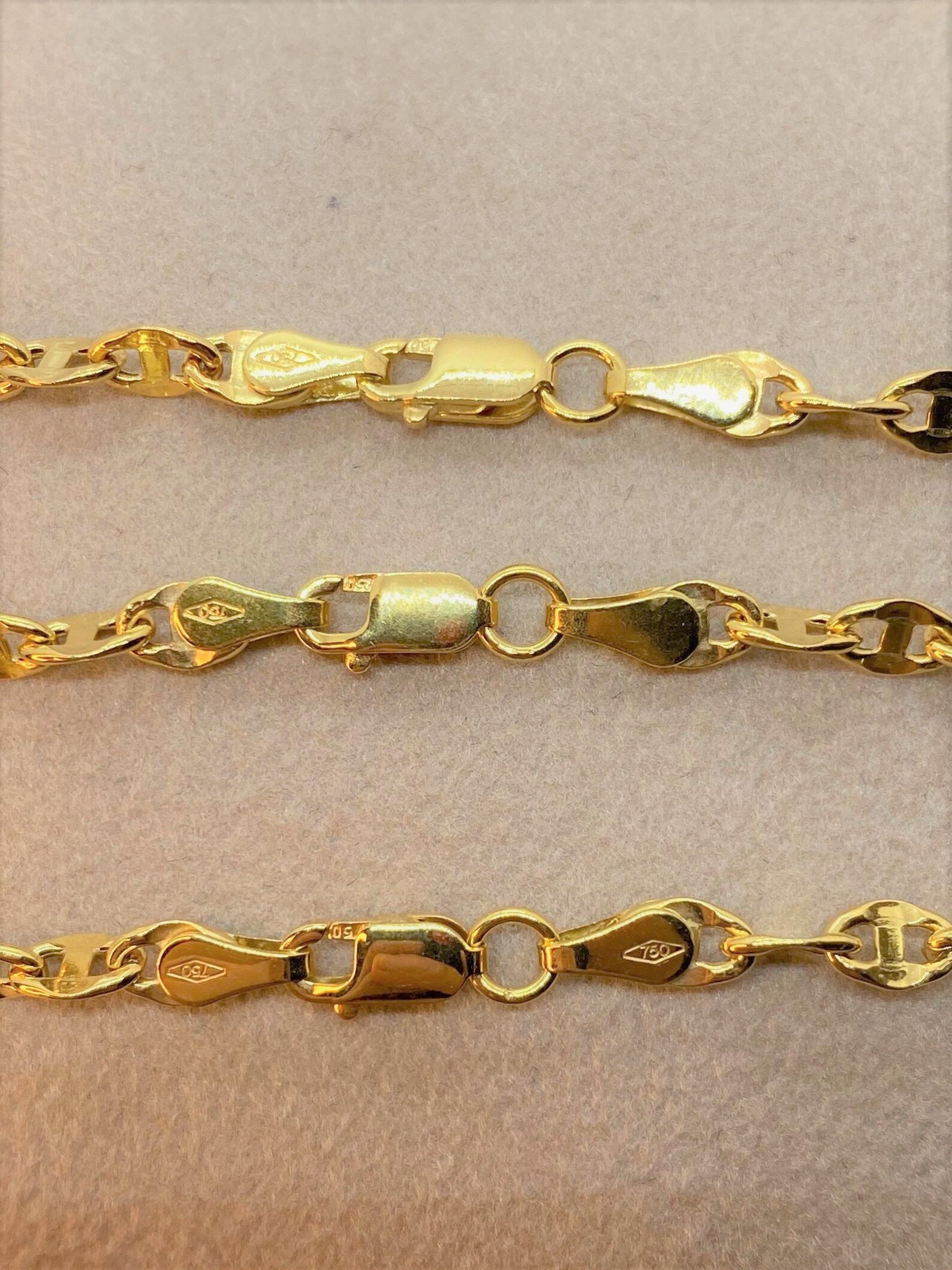 18k Solid Gold ANCHOR CHAIN Necklace 3.5mm Mariner Chain, 18k Real Gold ...