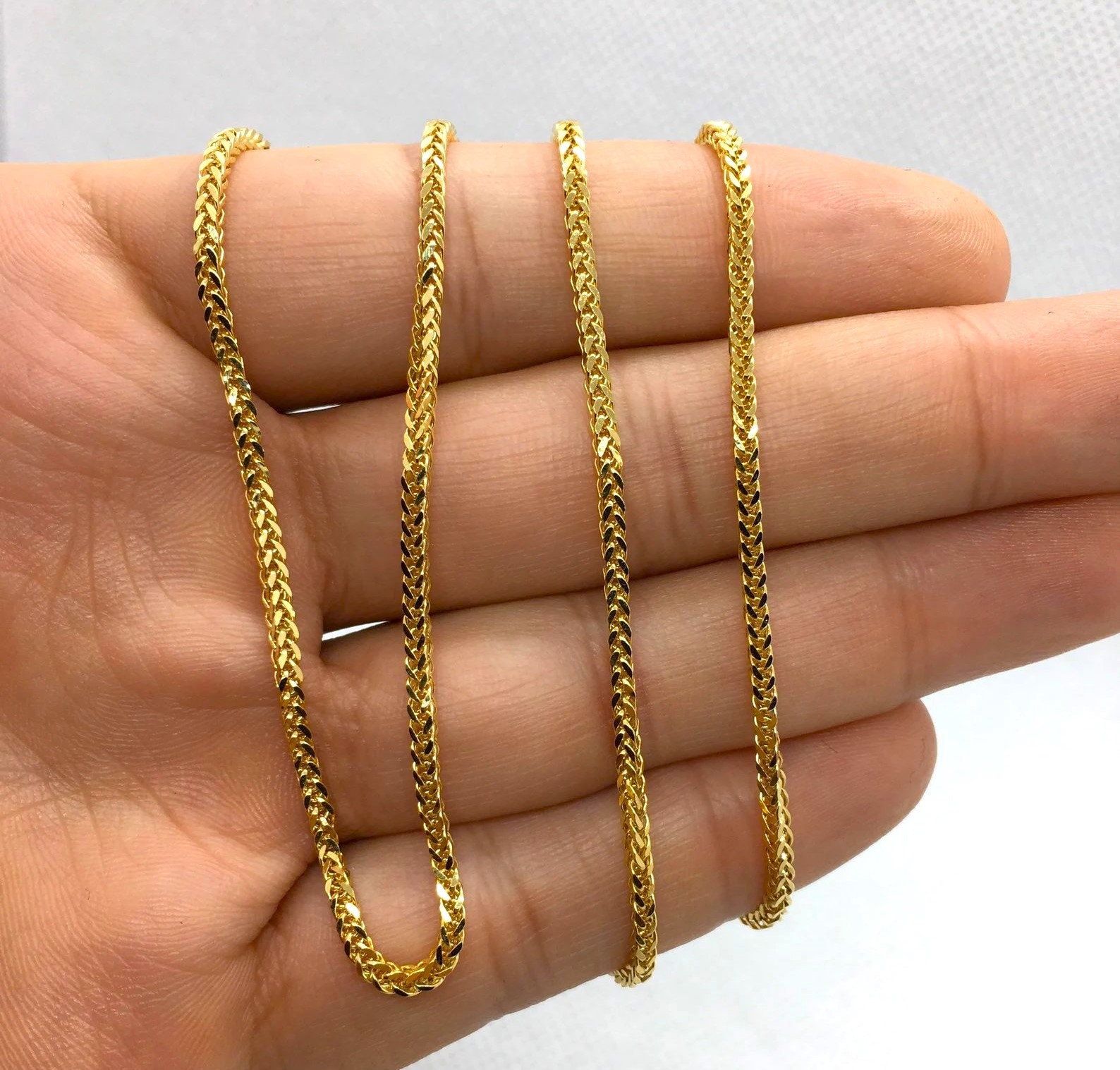18K Solid Gold Foxtail Chains, 2mm Foxtail Necklace Women, Foxtail ...