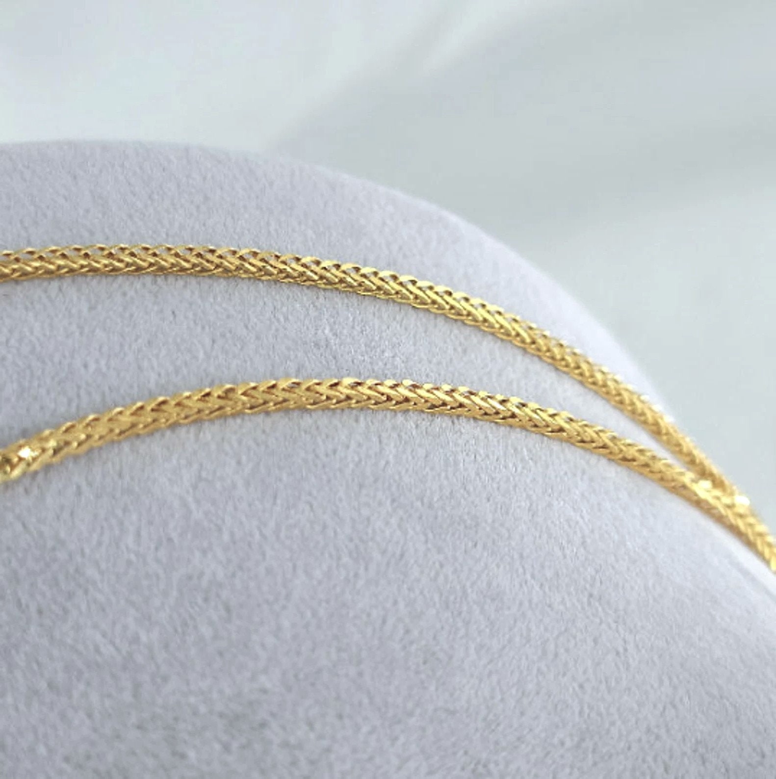 18K Solid Gold Foxtail Chains, 2mm Foxtail Necklace Women, Foxtail ...