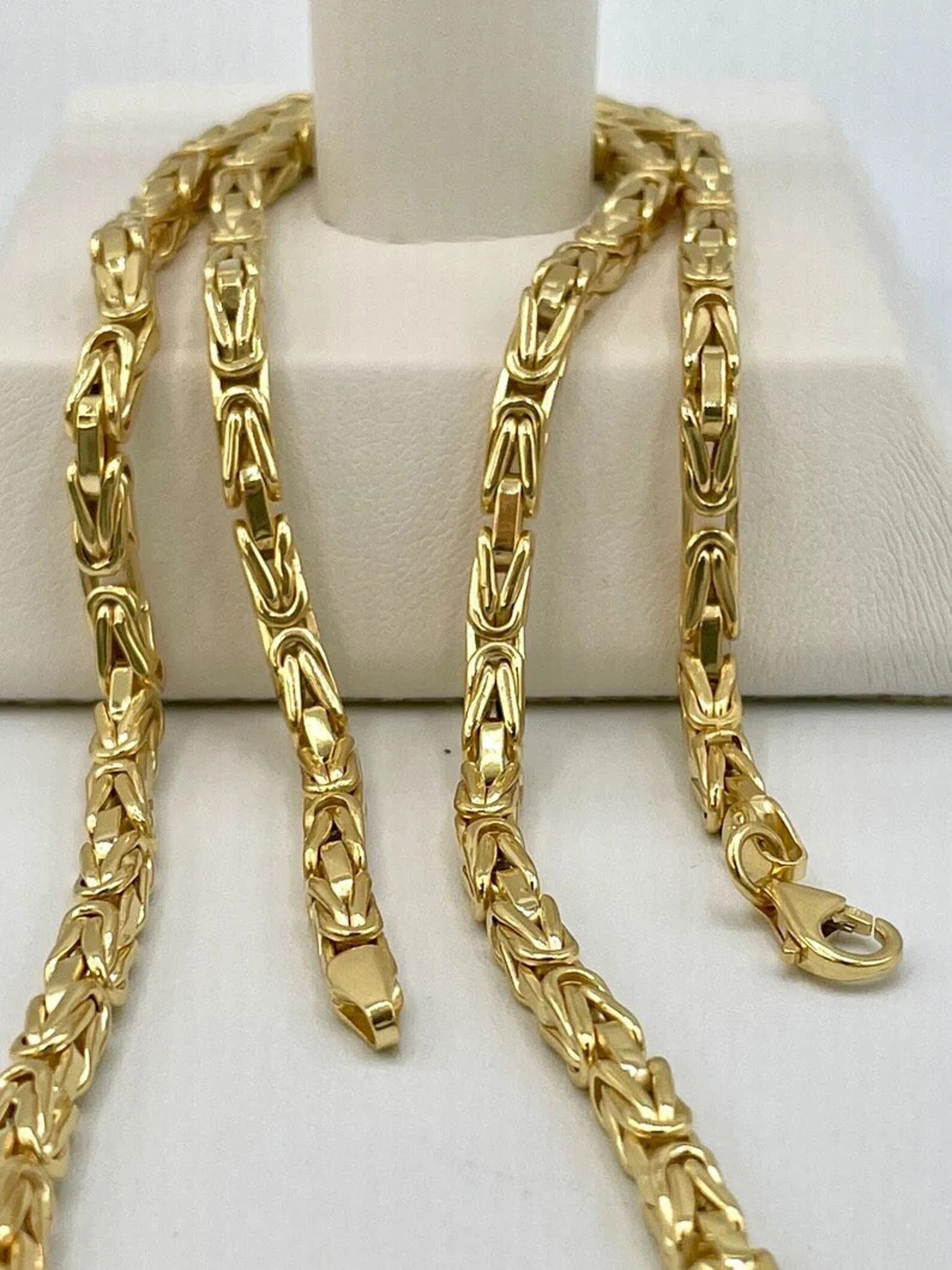 14K Solid Gold Byzantine Chain 4mm Gold Byzantine Necklace , Christmas ...