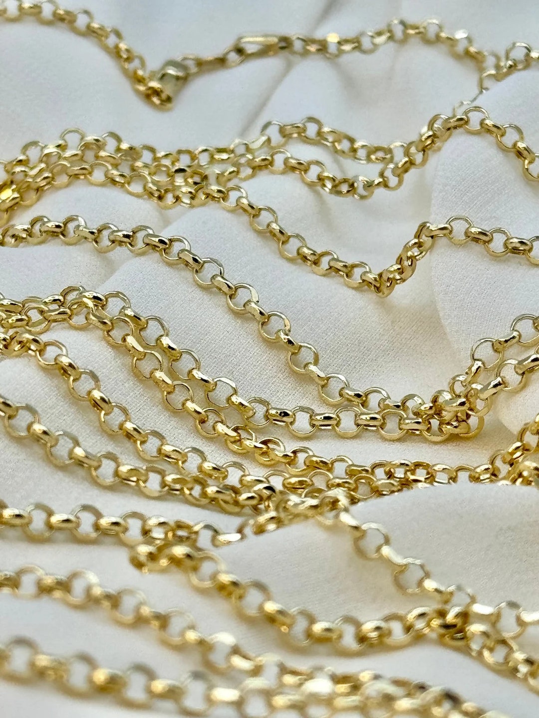 18k Solid Gold Rolo Chain 3mm Gold Rolo Necklace for Men, Necklace for ...