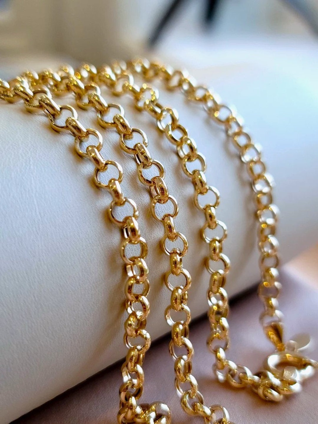 18k Solid Gold Rolo Chain, 5mm , Gold Rolo Necklace for Men, Necklace ...