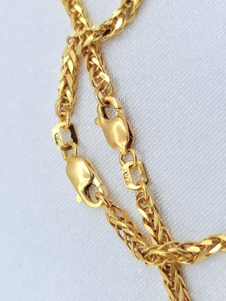 18K Solid Gold Foxtail Chains, 2mm Foxtail Necklace Women, Foxtail ...