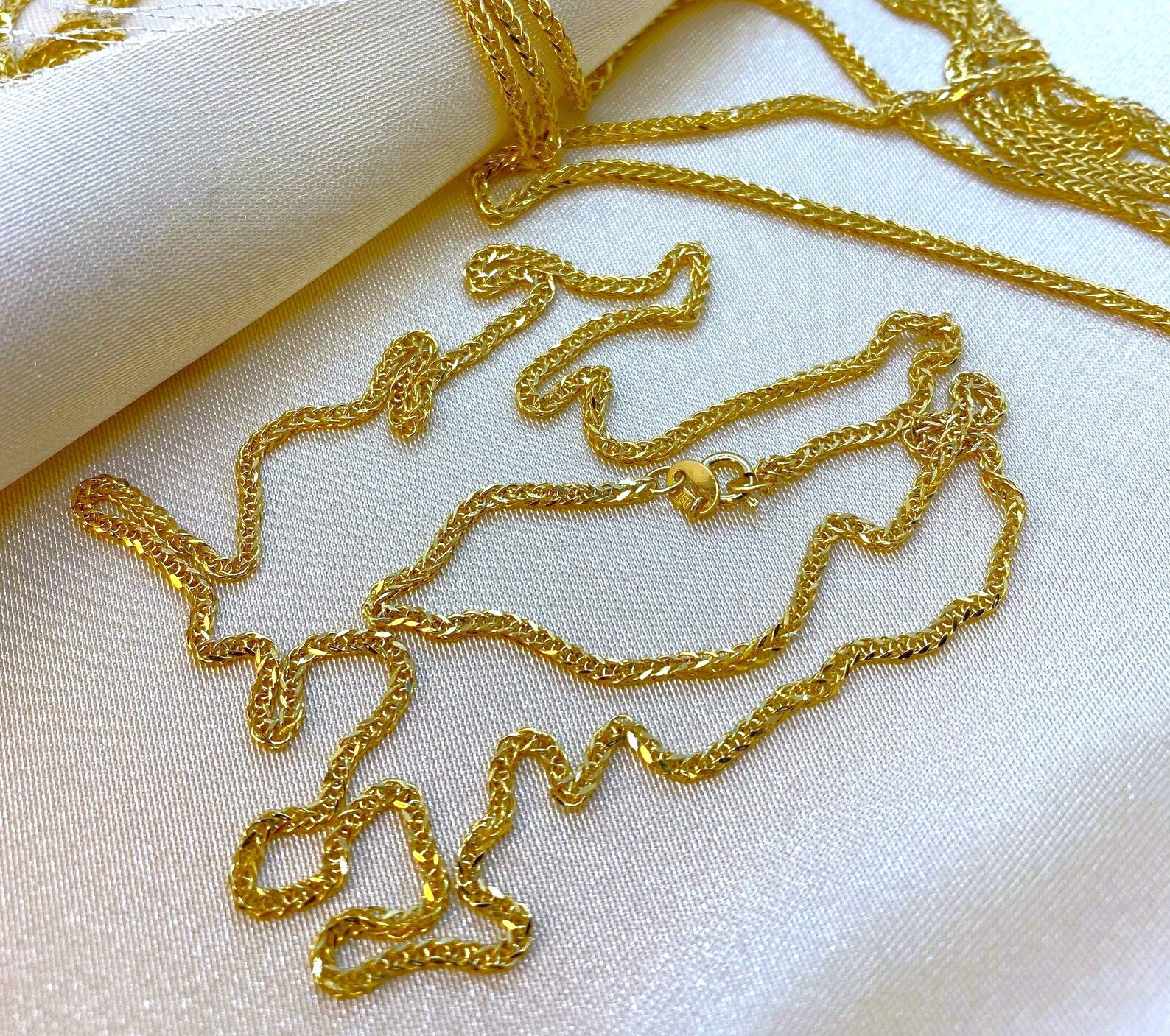 18K Solid Gold Foxtail Chains, 2mm Foxtail Necklace Women, Foxtail ...