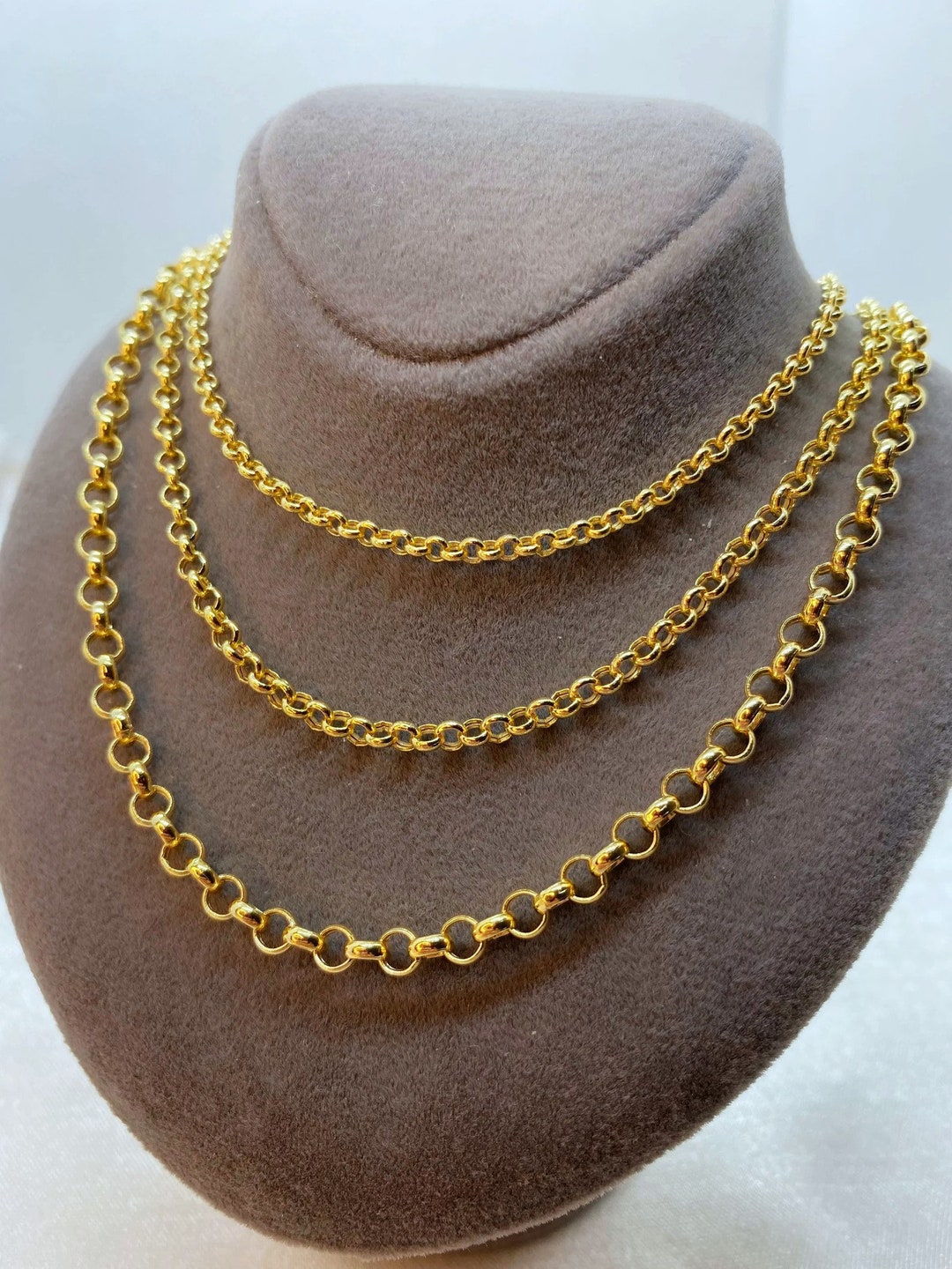 14k Solid Gold Rolo 2mm,3mm,4mm Rolo Necklace, Cadena De Oro Para ...
