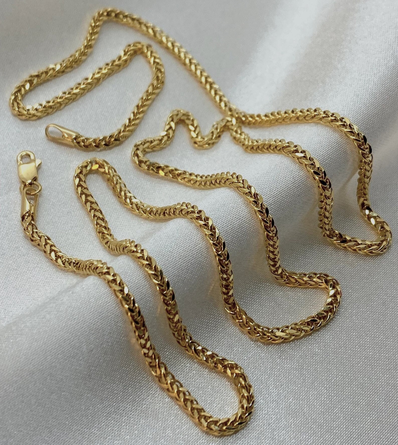 18K Solid Gold Foxtail Chains, 2mm Foxtail Necklace Women, Foxtail ...
