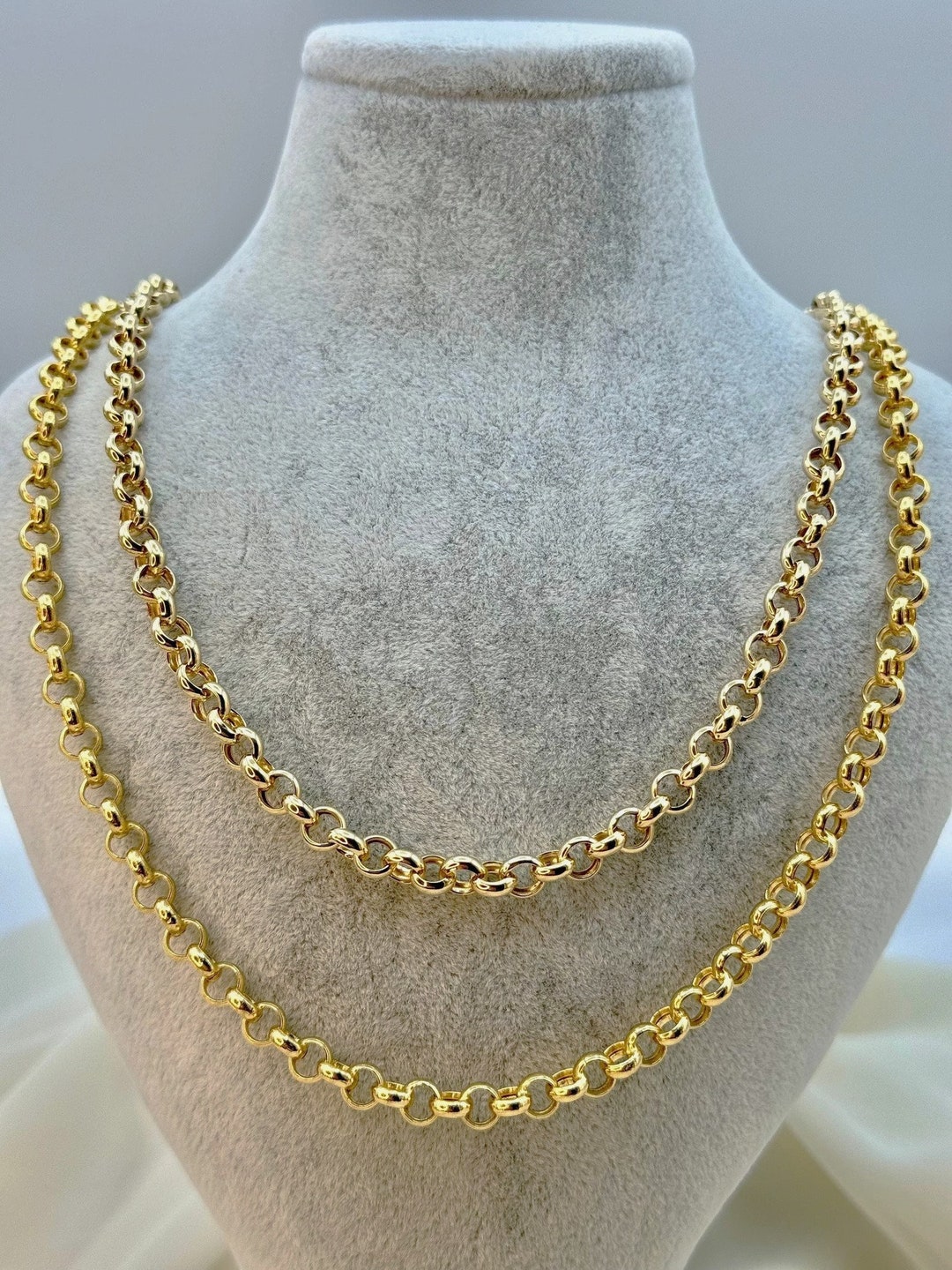 14k Solid Gold Rolo 5mm , Gold Rolo Necklace for Men, Necklace for ...