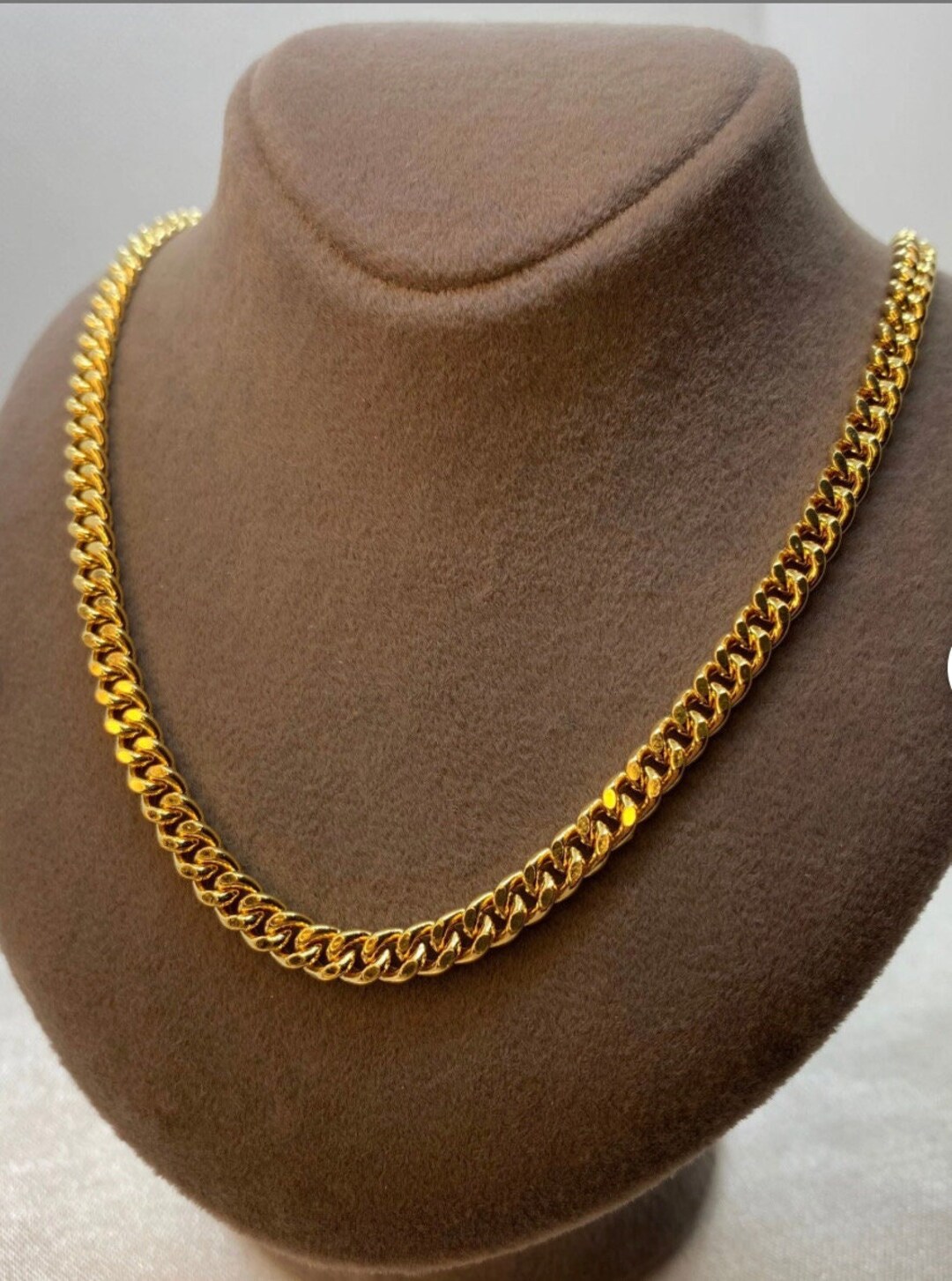 18K Gold Cuban Link Chain Necklace, 4mm, Men Gold Chain Women, Cadena ...
