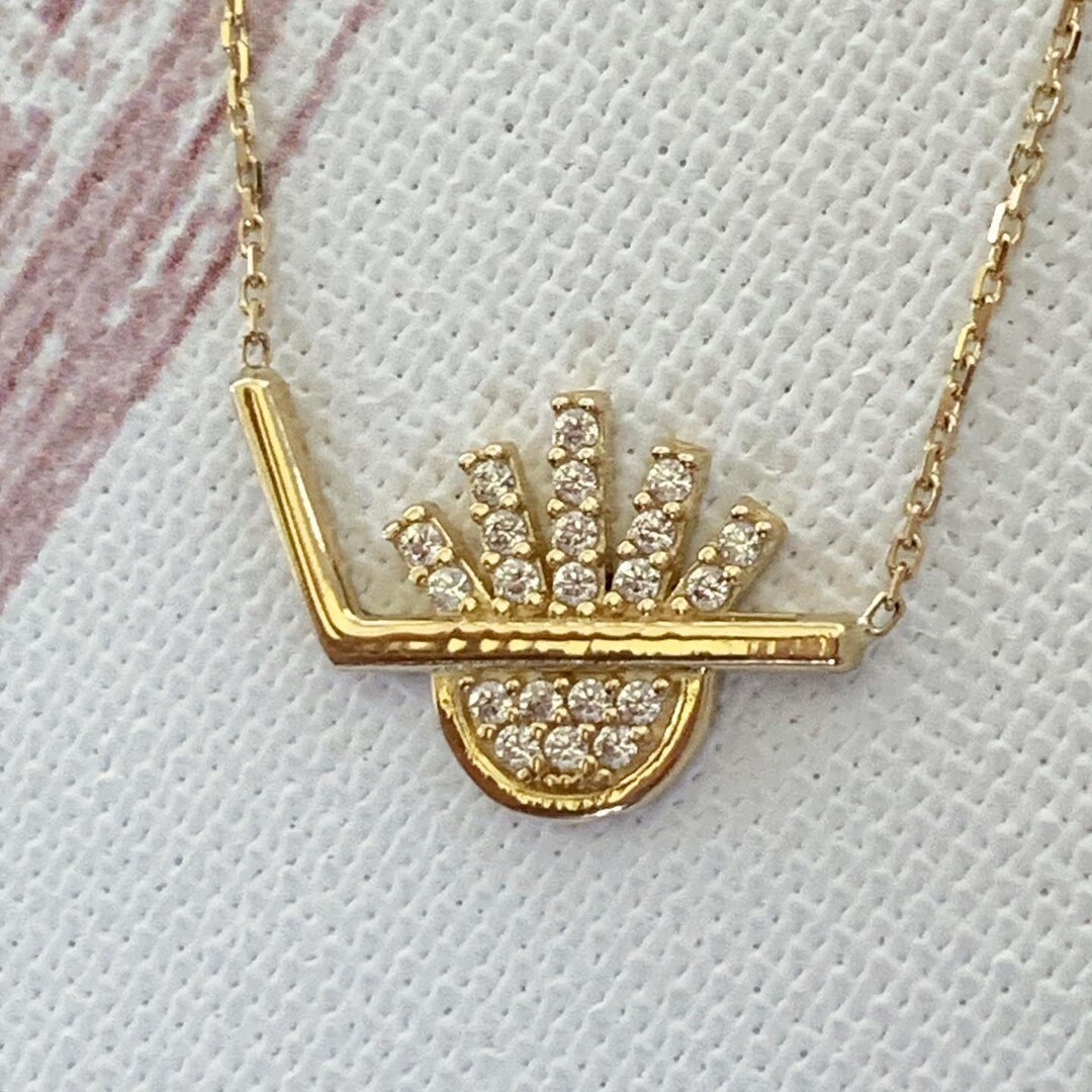 14K Solid Gold Necklace, Real Gold for Gift, Layering Charm Necklacet ...