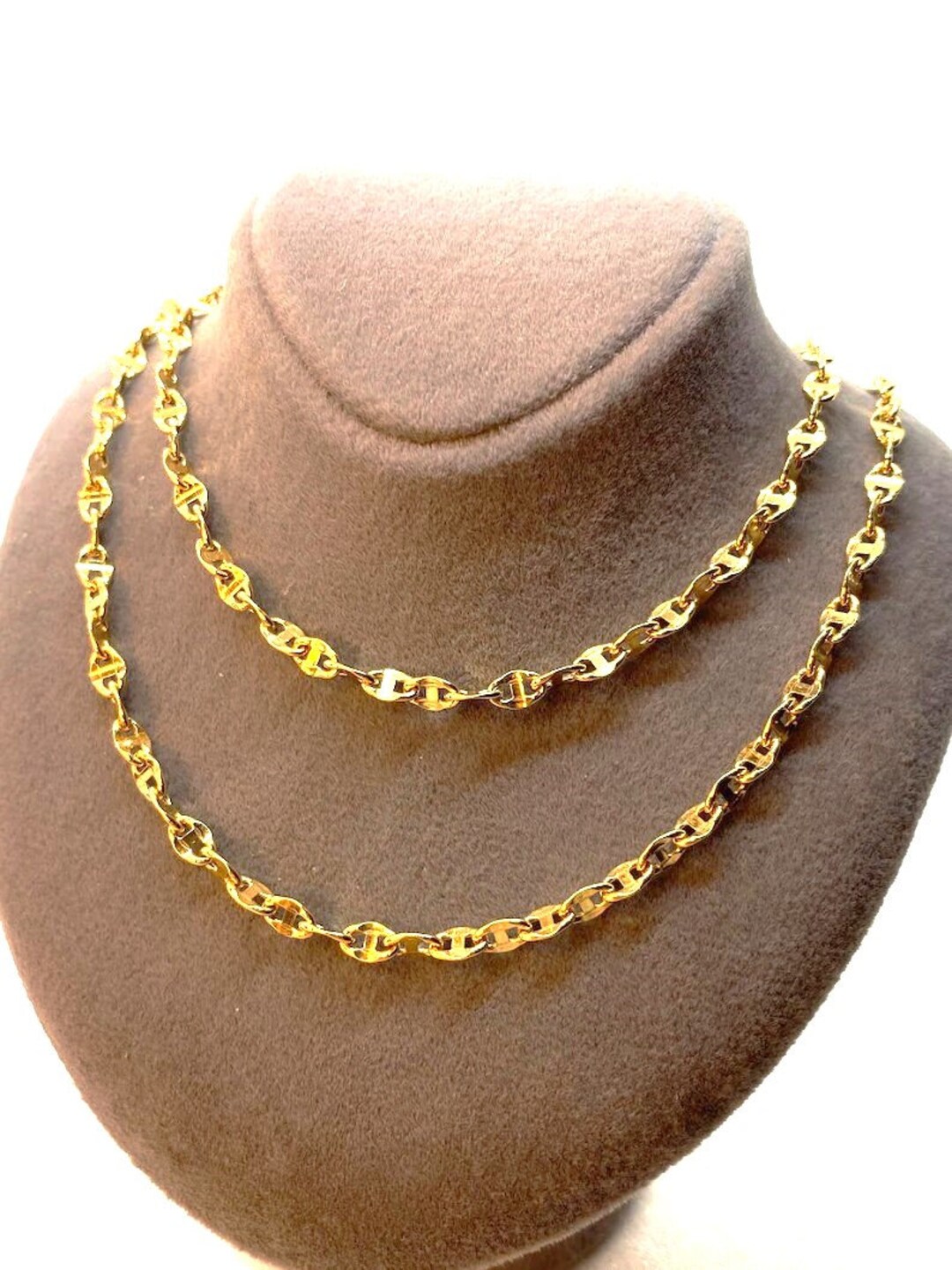 18k Solid Gold ANCHOR CHAIN Necklace 3.5mm Mariner Chain, 18k Real Gold ...