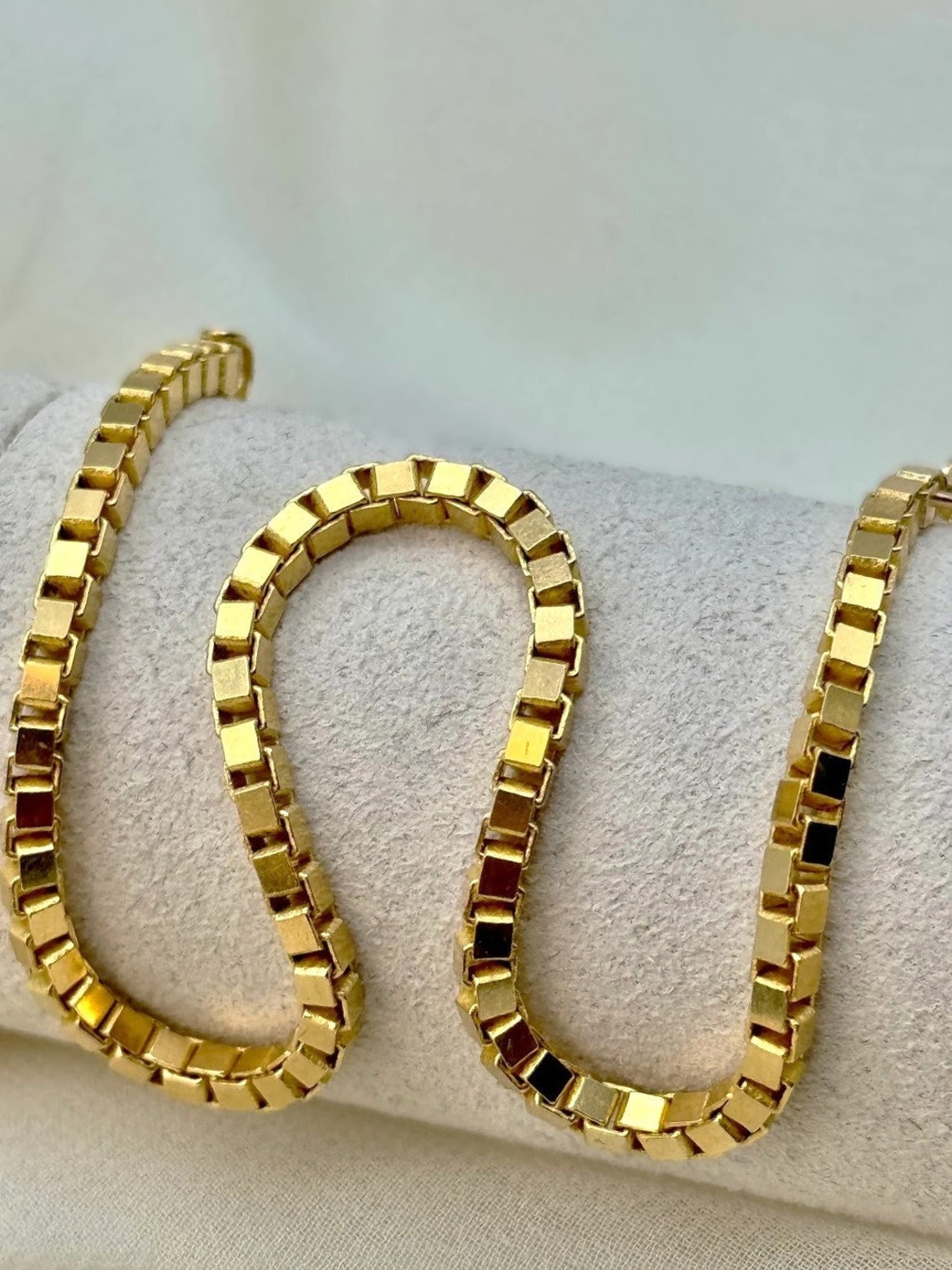 18K Solid Gold Box Chain Necklace, 2mm, 24” - Etsy