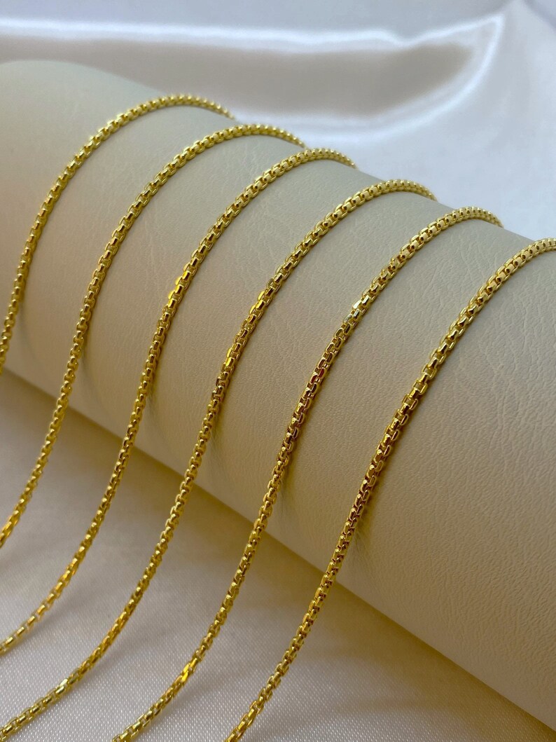 18K Solid Gold Box Chain,2mm Gold Mens Box Chain Gold Box Necklace ...