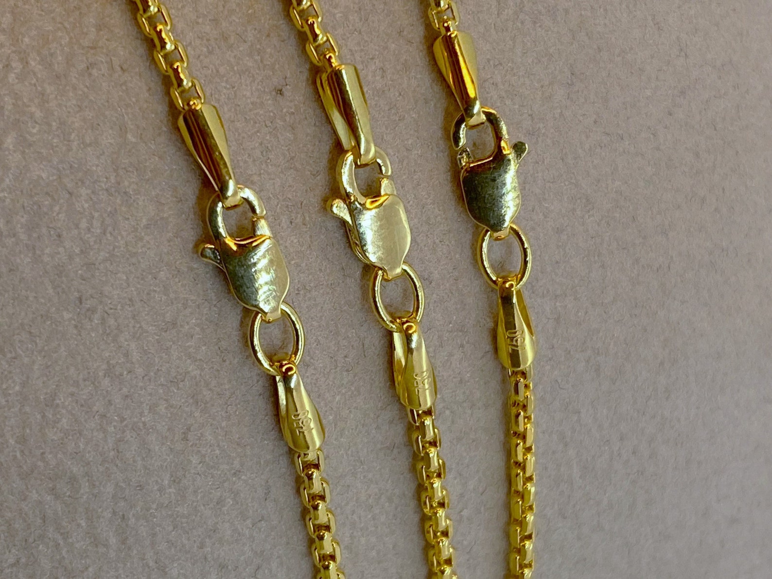 18K Solid Gold Box Chain,2mm Gold Mens Box Chain Gold Box Necklace ...