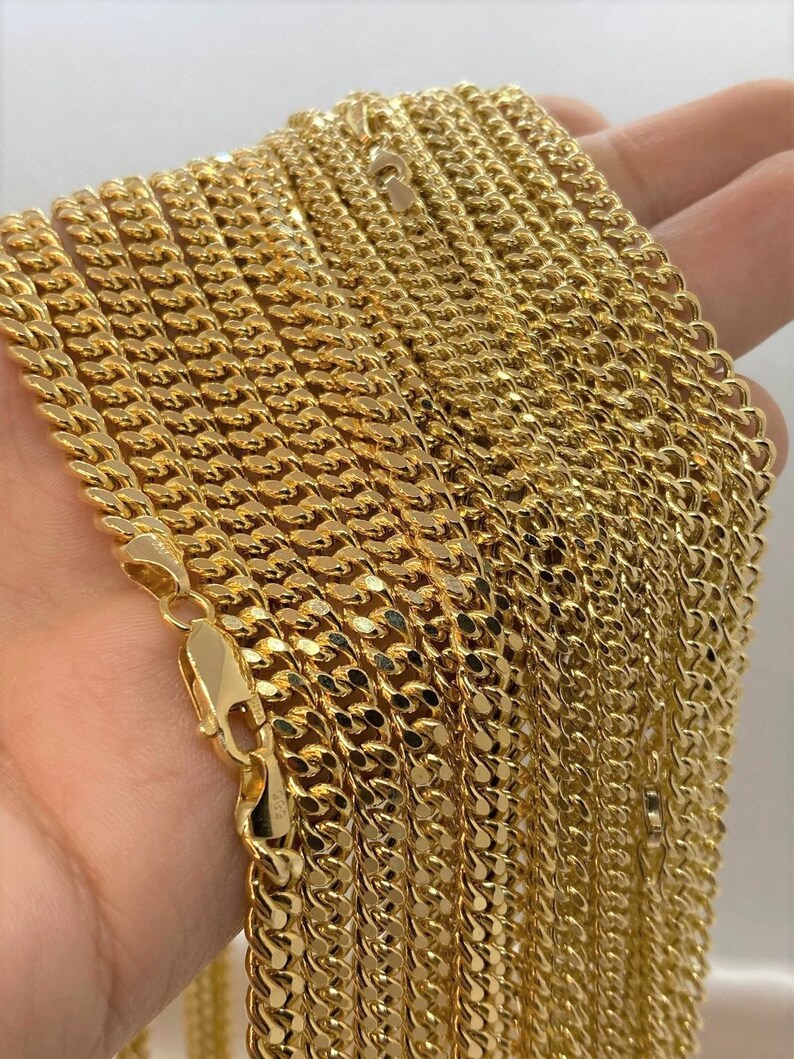 14K Solid Gold Cuban Miami Link Chain Necklace,4mm,5mm, Real Gold CURB ...