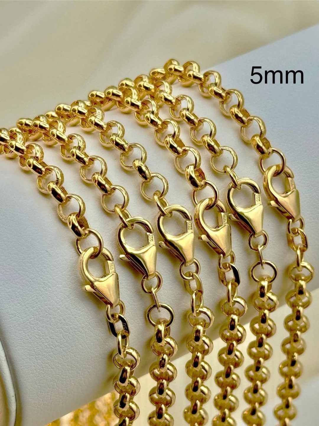 18k Solid Gold Rolo Chain, 5mm , Gold Rolo Necklace for Men, Necklace ...