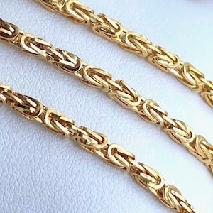 18K Solid Gold Byzantine Chain 2.3mm Gold Byzantine Necklace , Cadena ...
