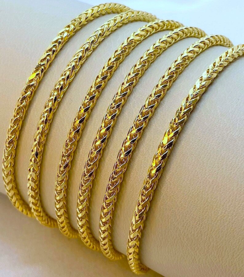 18K Solid Gold Foxtail Chains, 2mm Foxtail Necklace Women, Foxtail ...