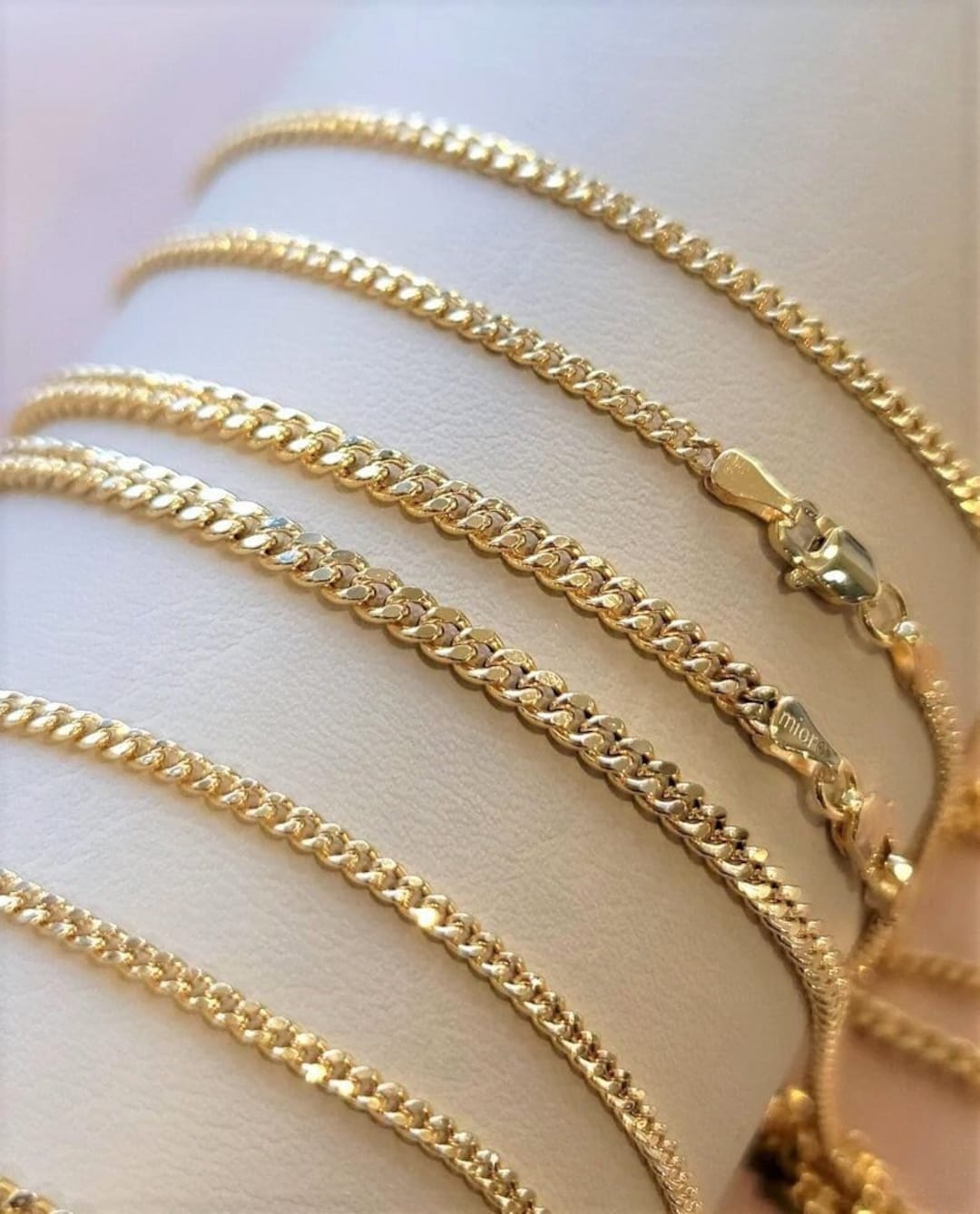 14K Solid Gold Cuban Miami Link Chain Necklace,4mm,5mm, Real Gold CURB ...