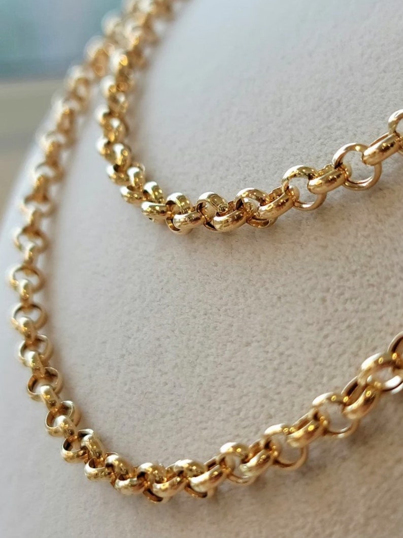18k Solid Gold Rolo Chain, 5mm , Gold Rolo Necklace for Men, Necklace ...