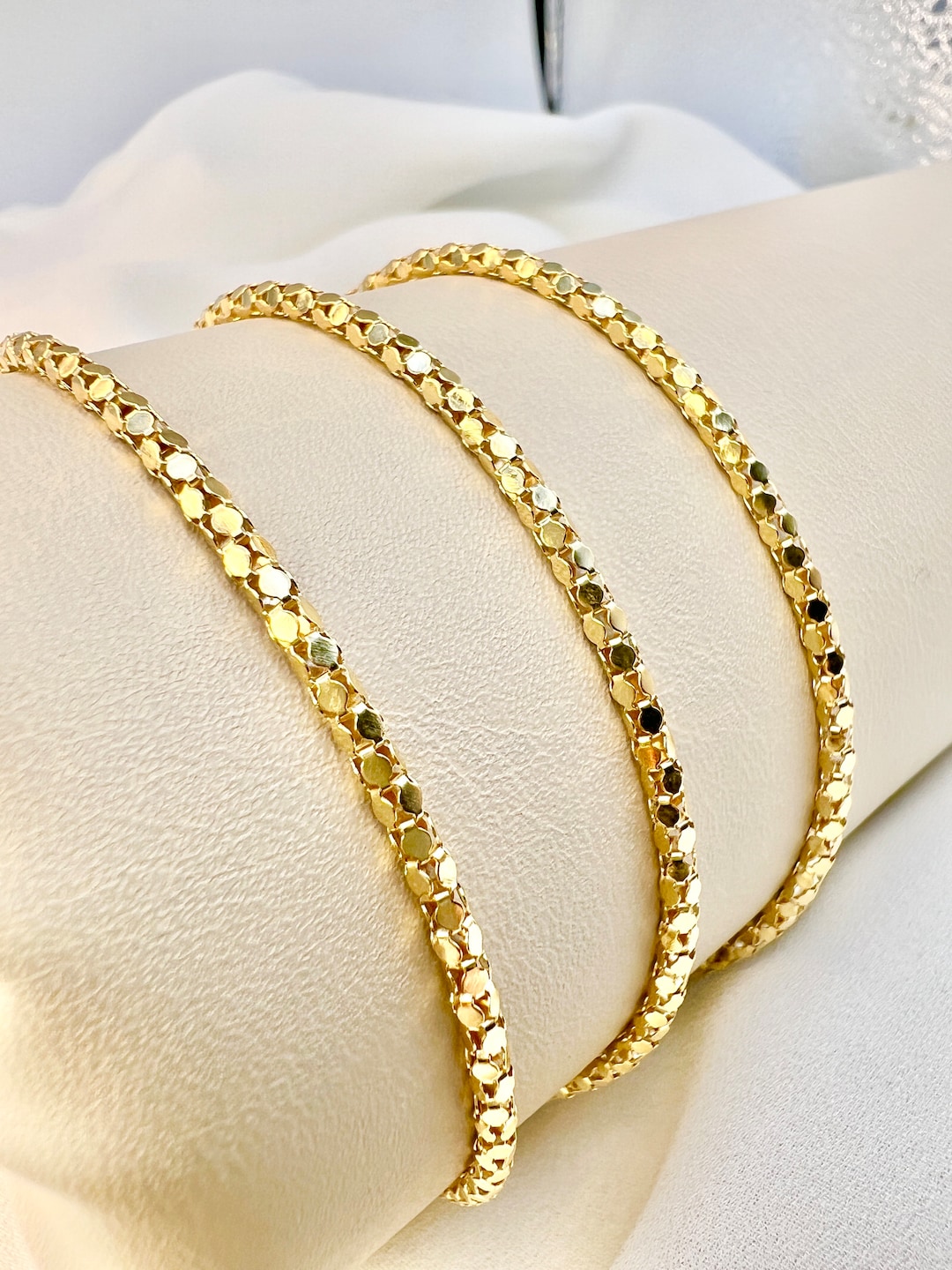 14k Solid Gold Box Chain Necklace 2.3 Mm, Christmas Gift, Gold Necklace ...