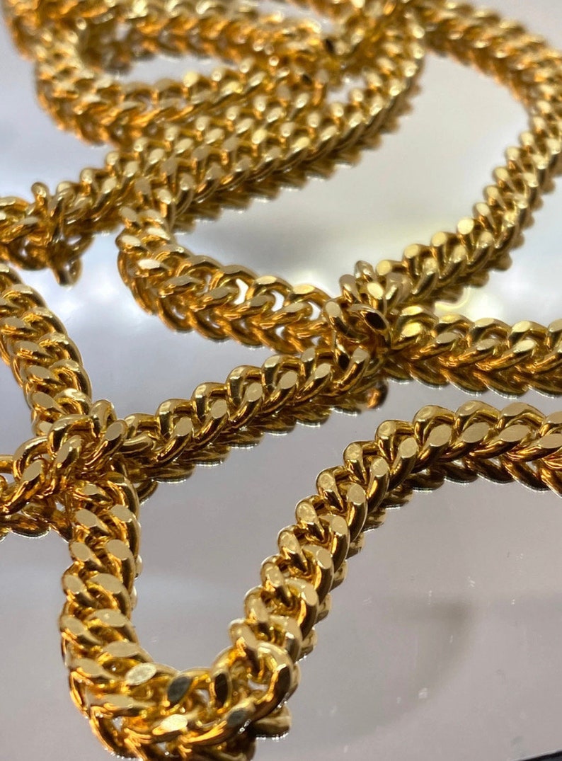 18K Gold Cuban Link Chain Necklace for Men Gold Chain Women, Cadena De ...