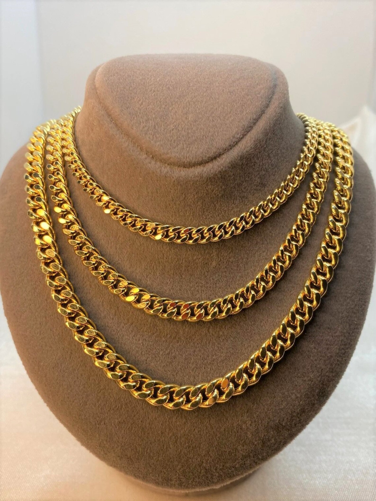 14K Solid Gold Cuban Miami Link Chain Necklace,4mm,5mm, Real Gold CURB ...