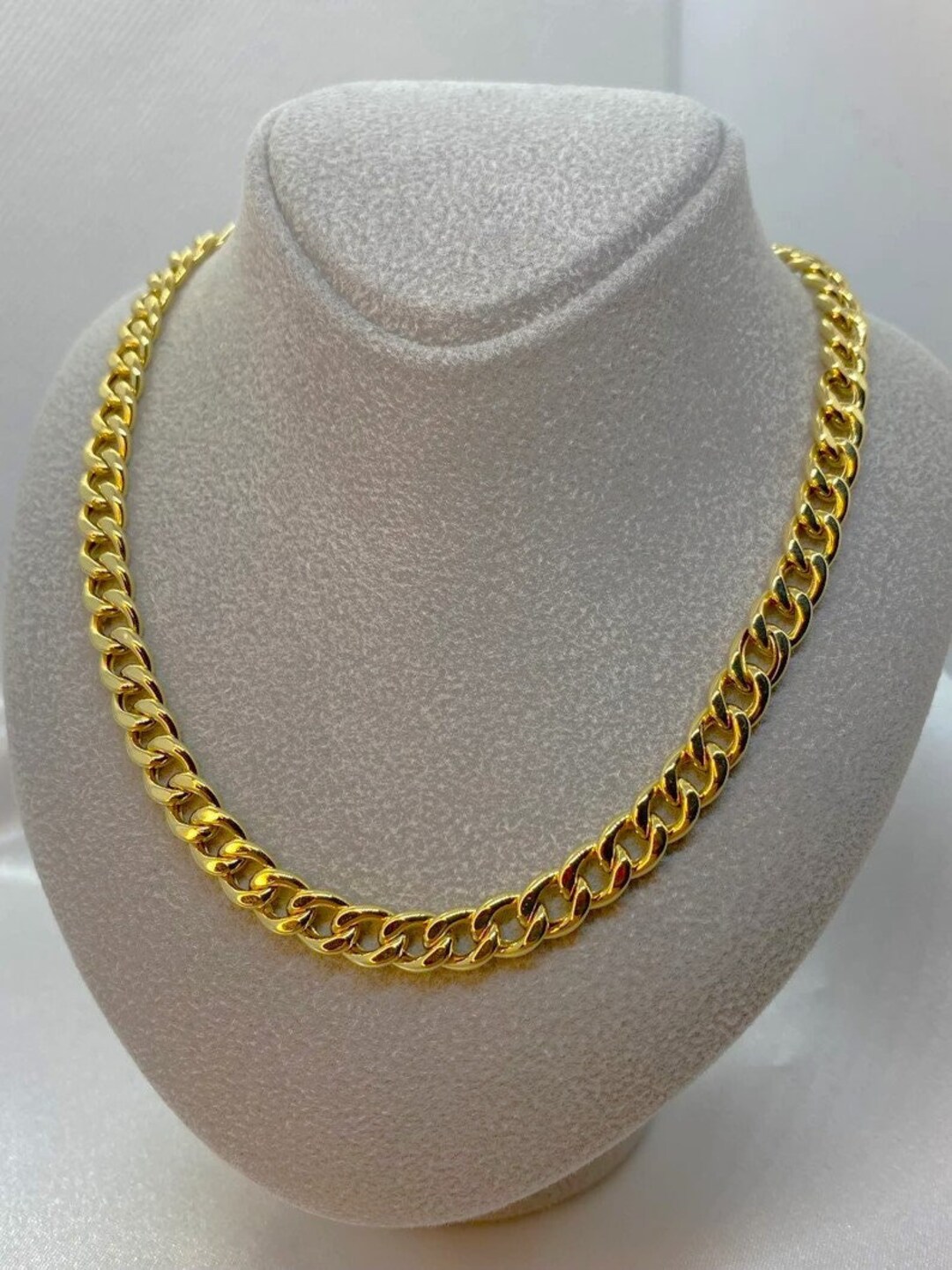 18K Gold Cuban Link Chain,6.5mm Necklace for Men Gold Miami Curb Chain ...