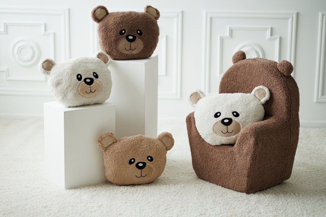 Teddy Bear Shaped Cushion for Kids, Woodland Nursery Decor - Etsy