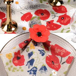 Poppy Flower Table Runner With Napkins, Floral Table Linen, Nature ...