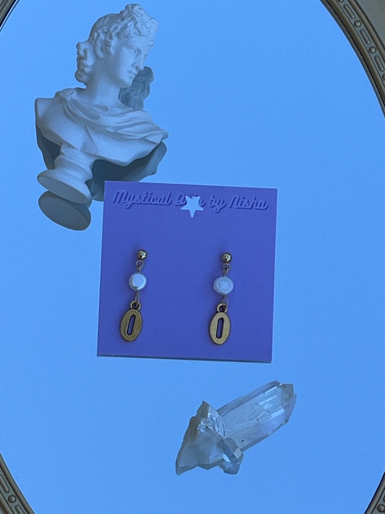ANGEL NUMBERS | Gold Plated Stud and Freshwater Pearl Earrings - Etsy