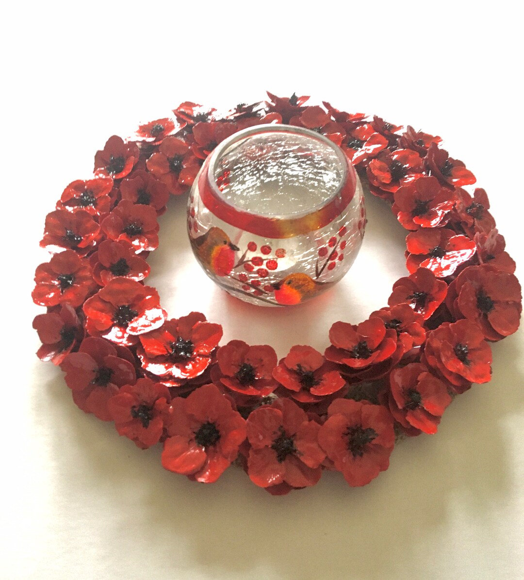 Poppy Wreath for Front Door Pinecone Art Decoration Poppy Gift Idea for ...