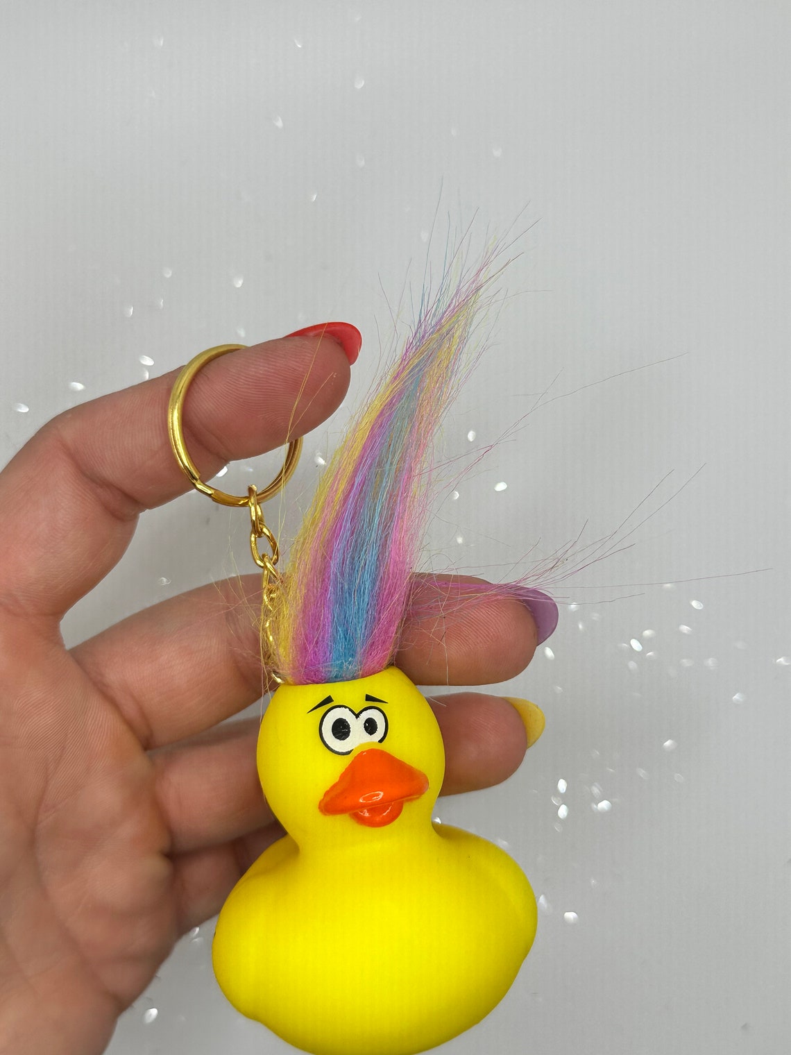 Crazy Hair Troll Rubber Duck Keychains! Colorful and Fun! - Etsy