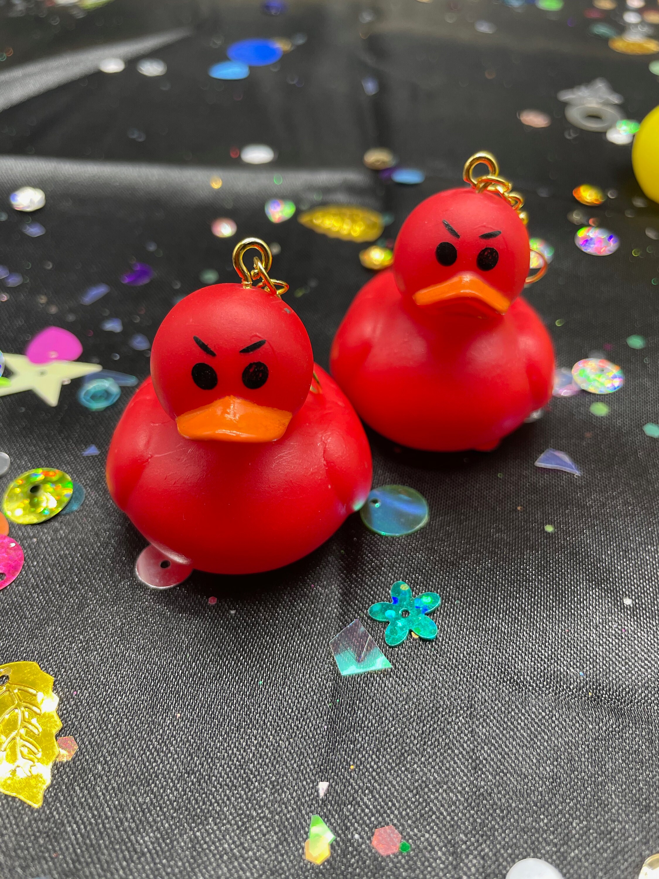 Emoji Themed Lil Rubber Ducky Earrings In Angry Cry Laugh | Etsy