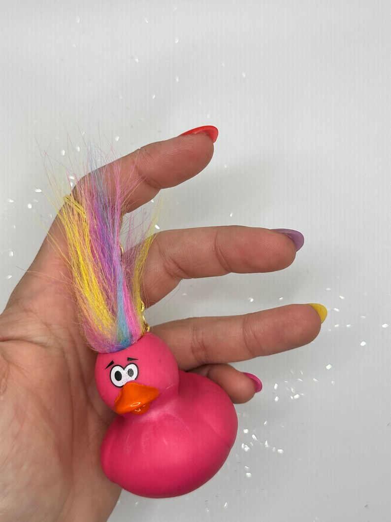 Crazy Hair Troll Rubber Duck Keychains! Colorful and Fun! - Etsy