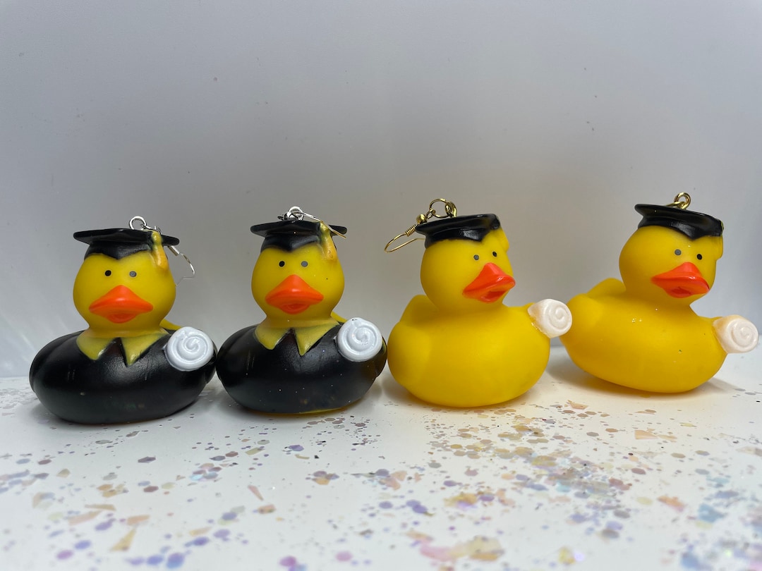 Lil Graduation Rubber Ducky Earrings! - Etsy