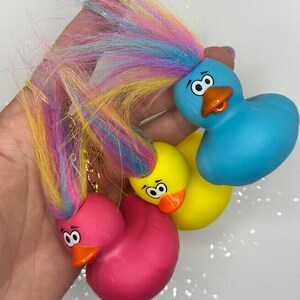 Crazy Hair Troll Rubber Duck Keychains! Colorful and Fun! - Etsy