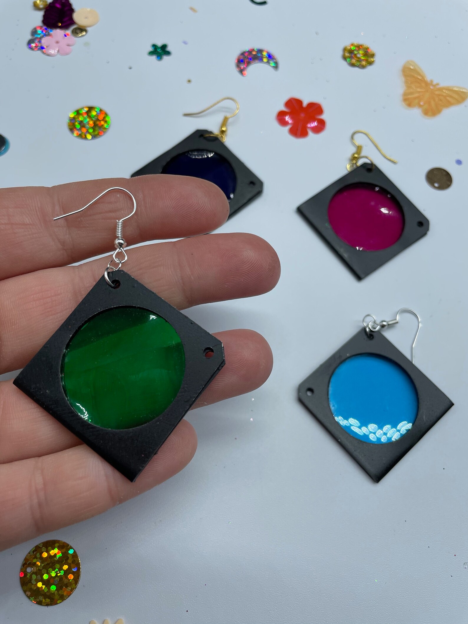 Mini Gel Frame Earrings 9 GENERIC COLOR Options Varying - Etsy