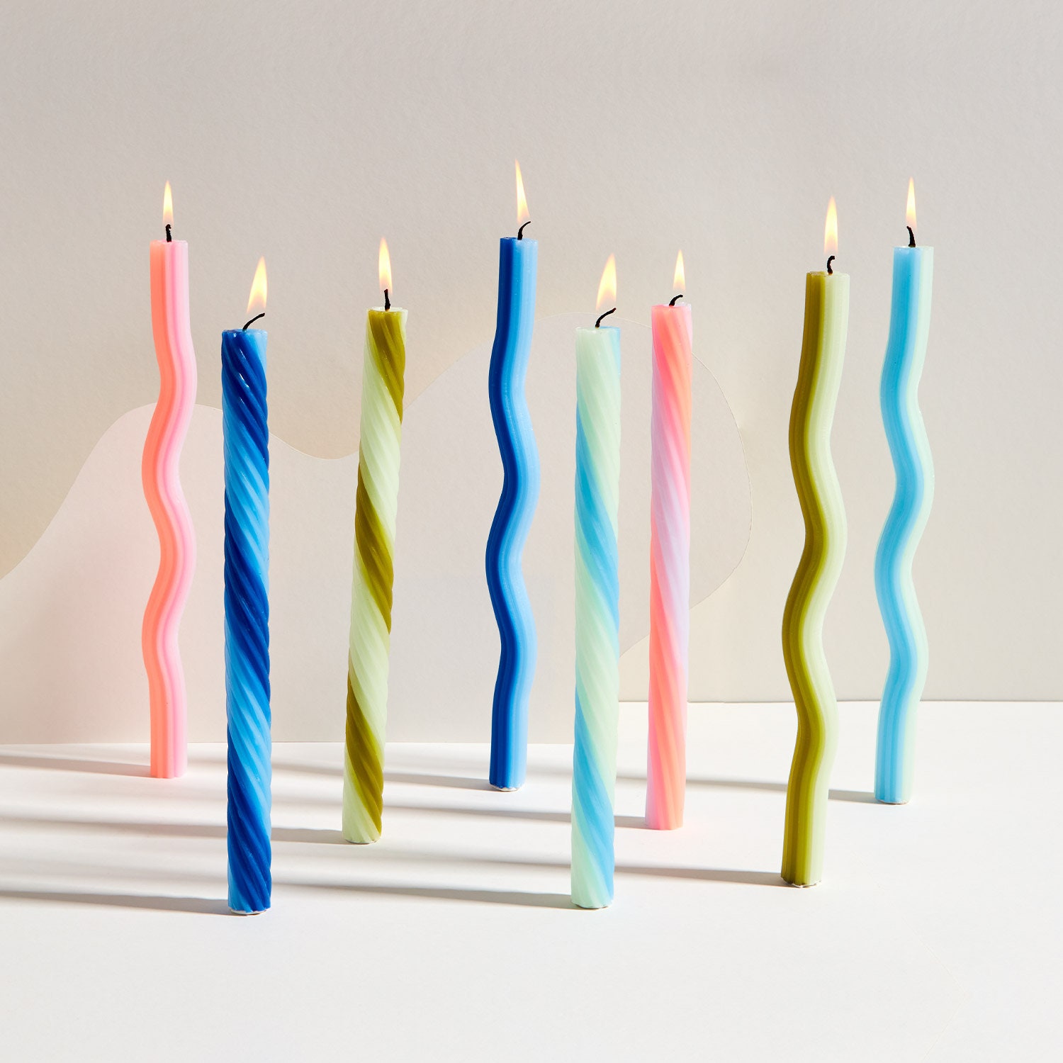 Wiggle Candlesticks by Lex Pott - Mint & Olive | Pack of 2 | 11” Taper ...