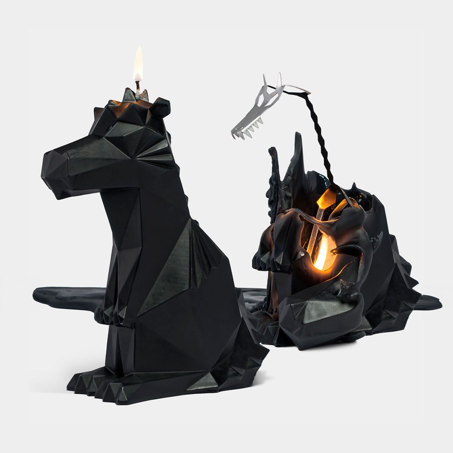 Pyropet Dreki Dragon Skeleton Candle Black Dragon Candle Metallic ...