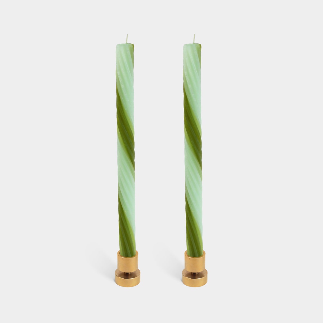 Rope Candlesticks by Lex Pott - Mint & Olive | Pack of 2 | 11” Taper ...