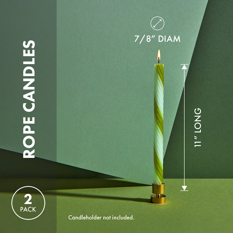 Rope Candlesticks by Lex Pott - Mint & Olive | Pack of 2 | 11” Taper ...