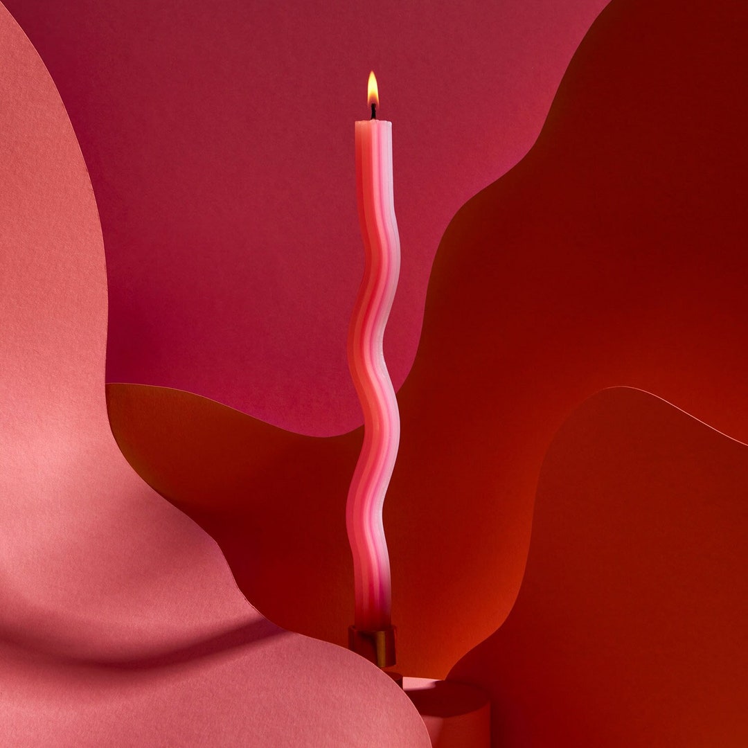Wiggle Candlesticks by Lex Pott Orange & Pink Pack of 2 11 Taper ...