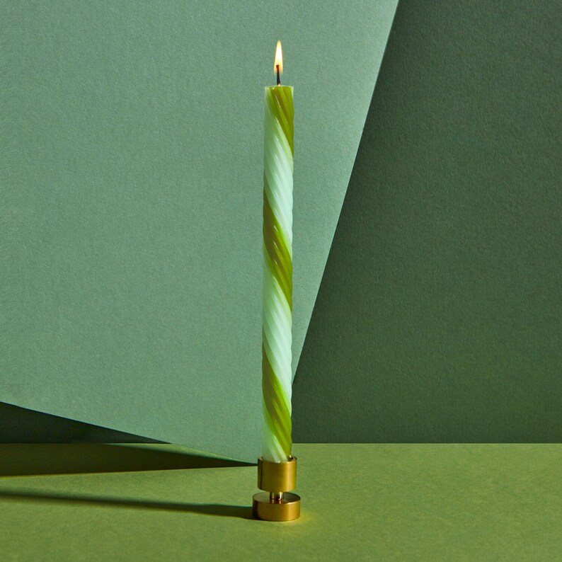 Rope Candlesticks by Lex Pott Mint & Olive Pack of 2 11 Taper Candles ...