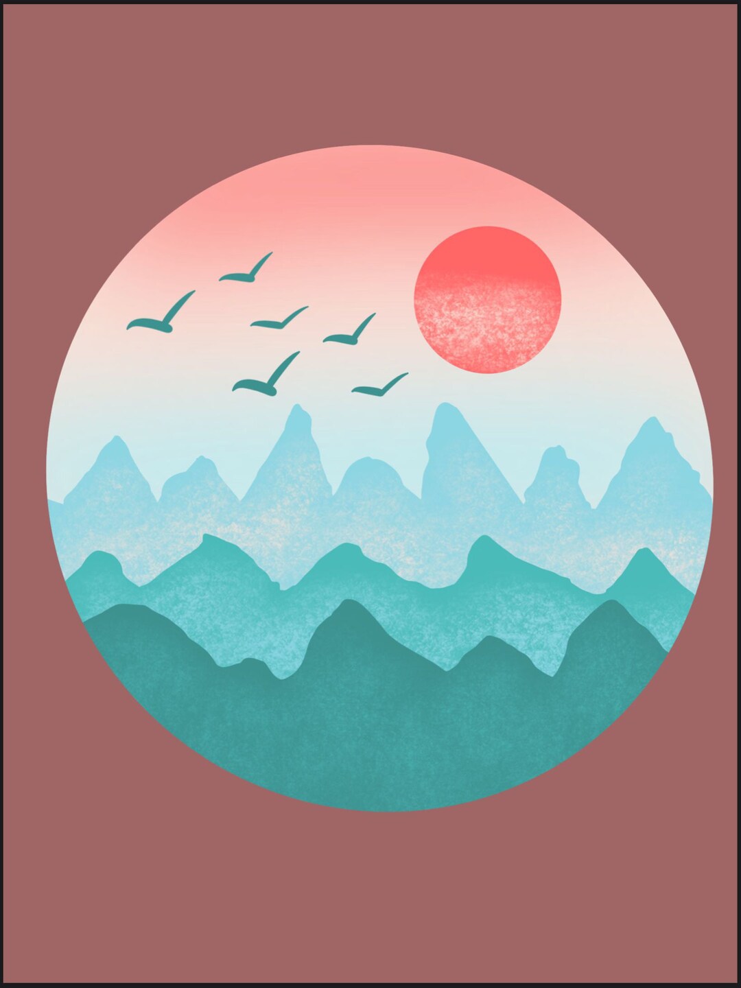 Mountain View - Digital Illustration - Etsy