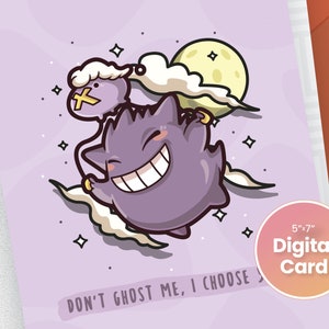Gengar Pokemon Greeting Card PRINTABLE Dont Ghost Me All Occasion Card ...